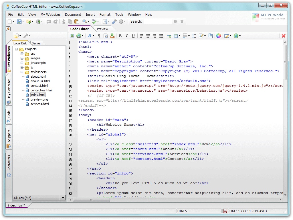 CoffeeCup HTML Editor 18 Free Download (HTML Editor 2024)