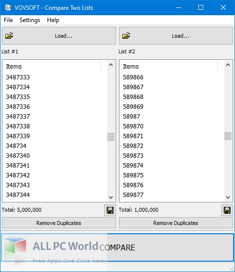 VovSoft Compare Two Lists Free Download ALLPCWorld Free Apps One Click Away